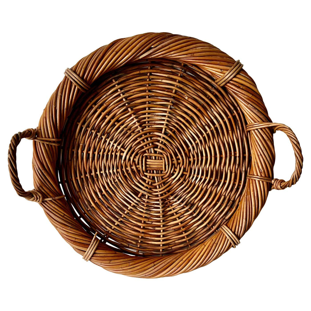 Round Pencil Reed or Rattan Hand Crafted Woven Serving Tray ...