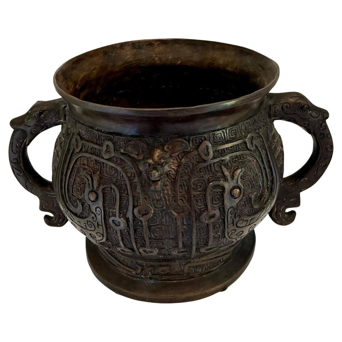 19th Century Bronze Archaic Chinese Ritual Vessel with Handles ...